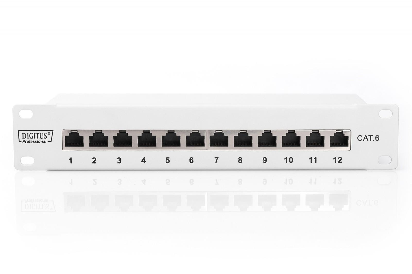 Patch panel 10 cali 12-portów RJ-45 Kat.6 ekranowany 1U kompletny LSA ...